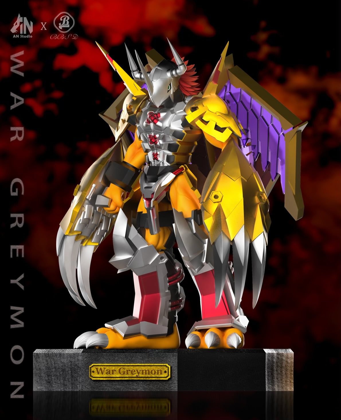 Digimon AN x BBSD Studio War Greymon x Black War Greymon Resin Statue