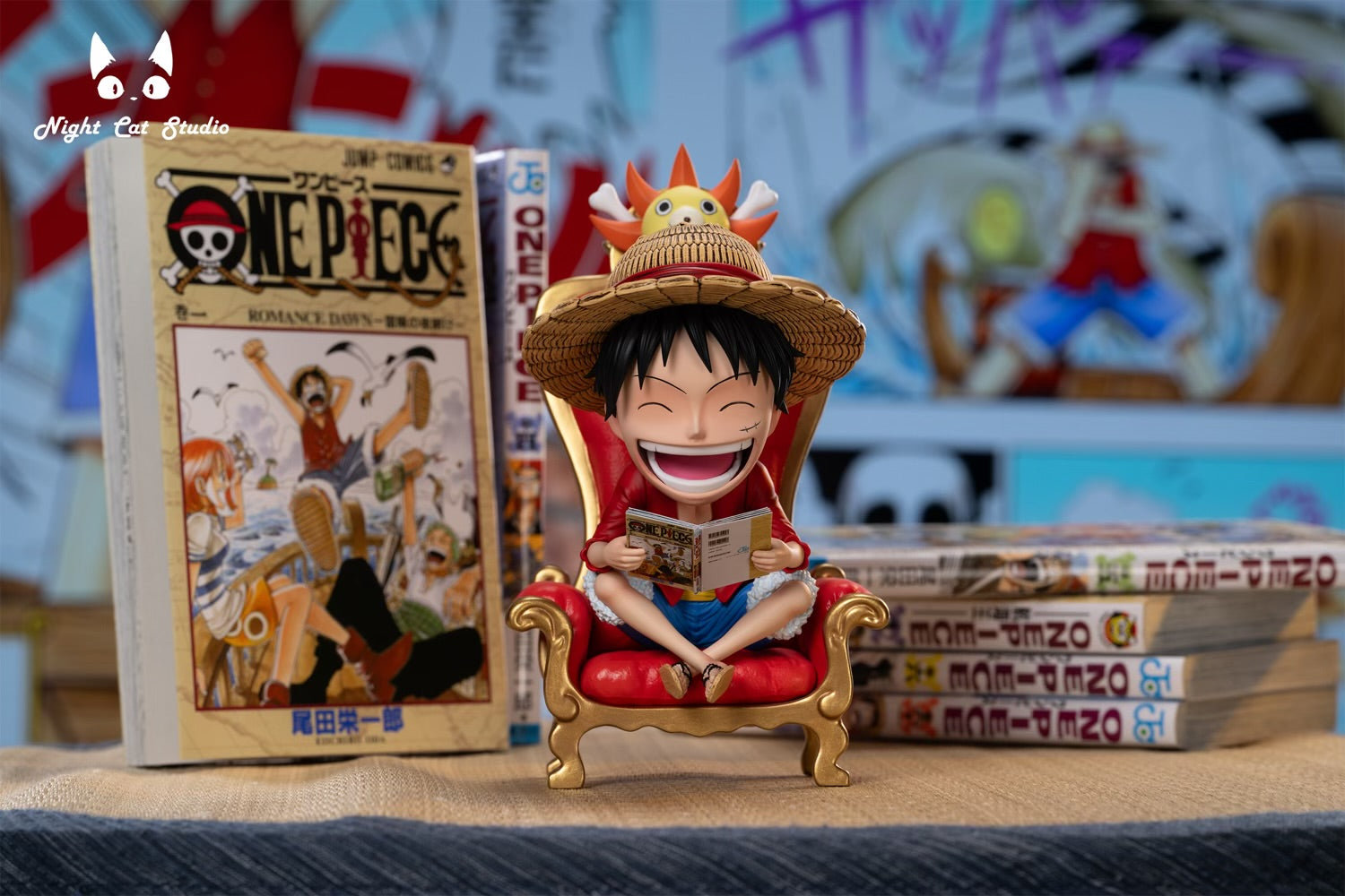 One Piece Night Cat Studio Reading Luffy Resin Statue – ClubHouse Statues