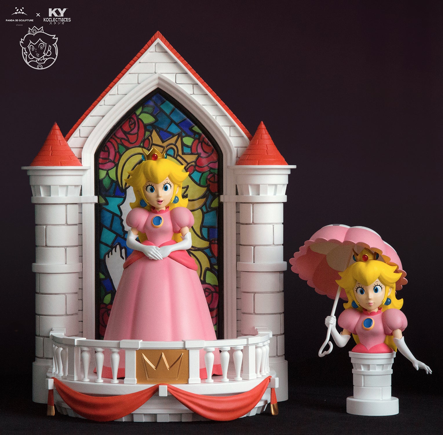 Mario Bros Panda x KY Kollectibles Studio Princess Peach Castle Resin ...
