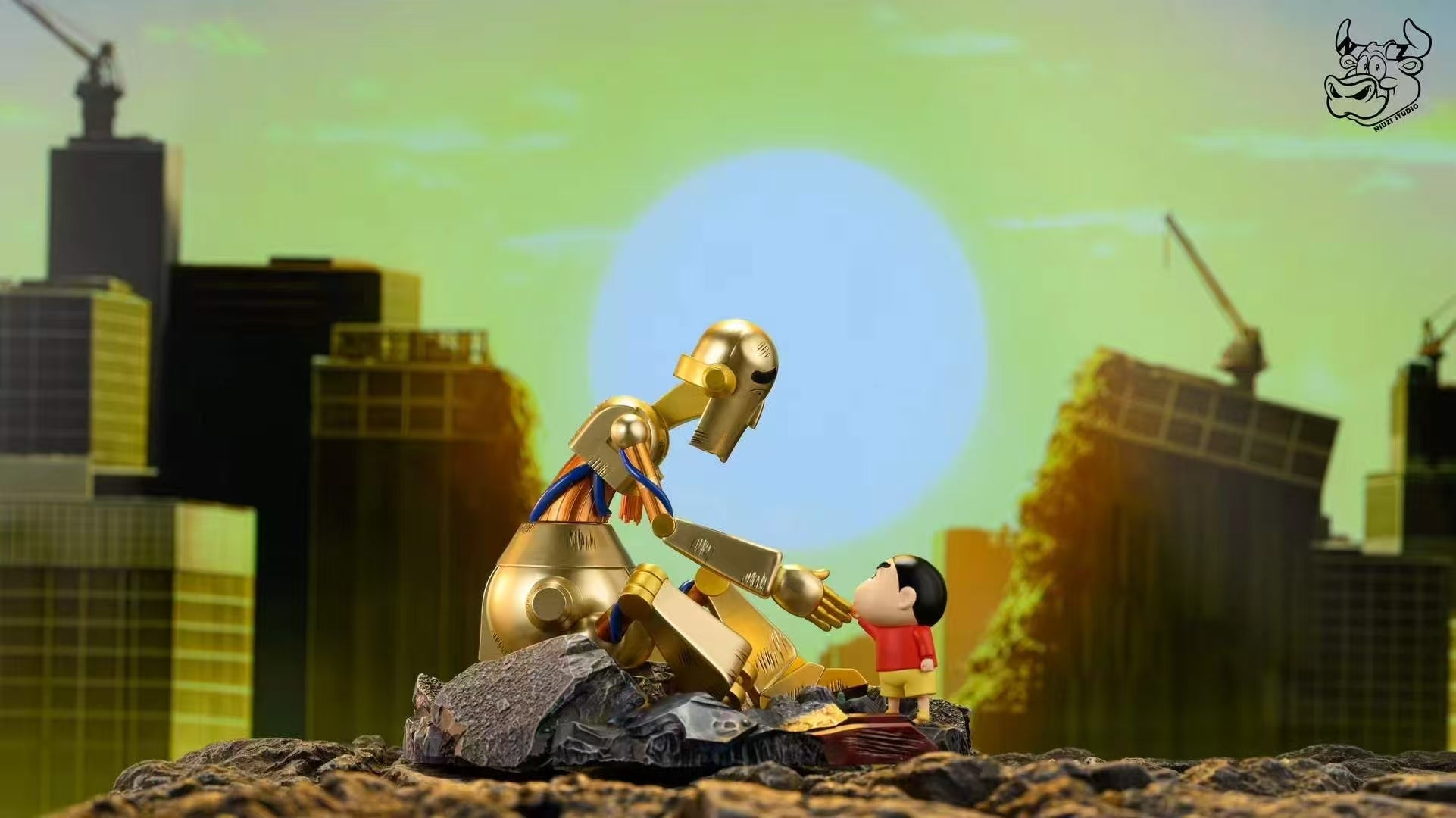 Crayon Shin Chan NIUZI Studio Robot Dad x Shin Chan Resin Statue ...