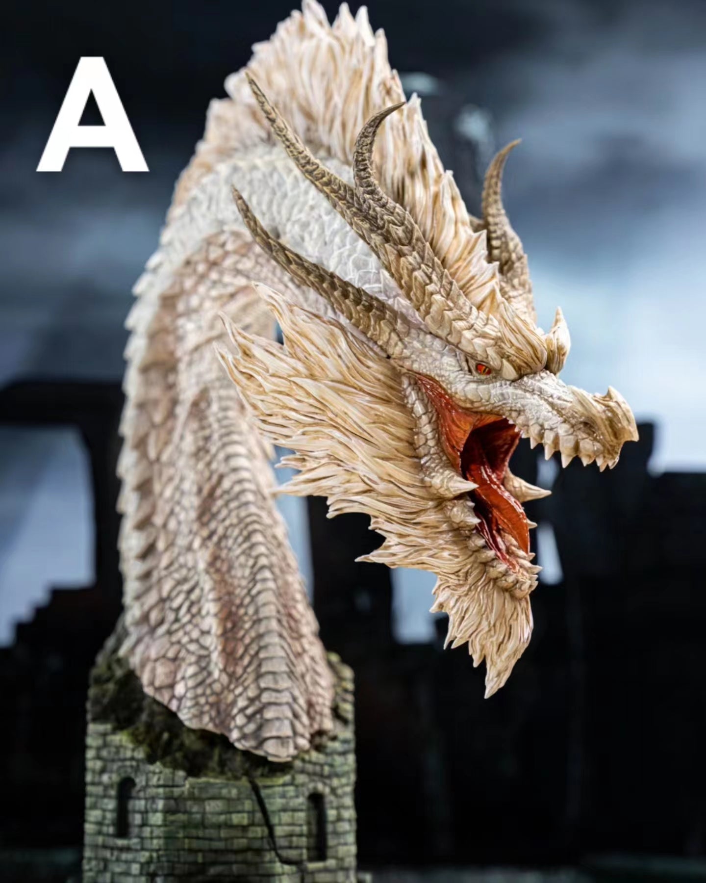 Monster Hunter Dragon Frontier Studio White Fatalis Head Sculpture Res