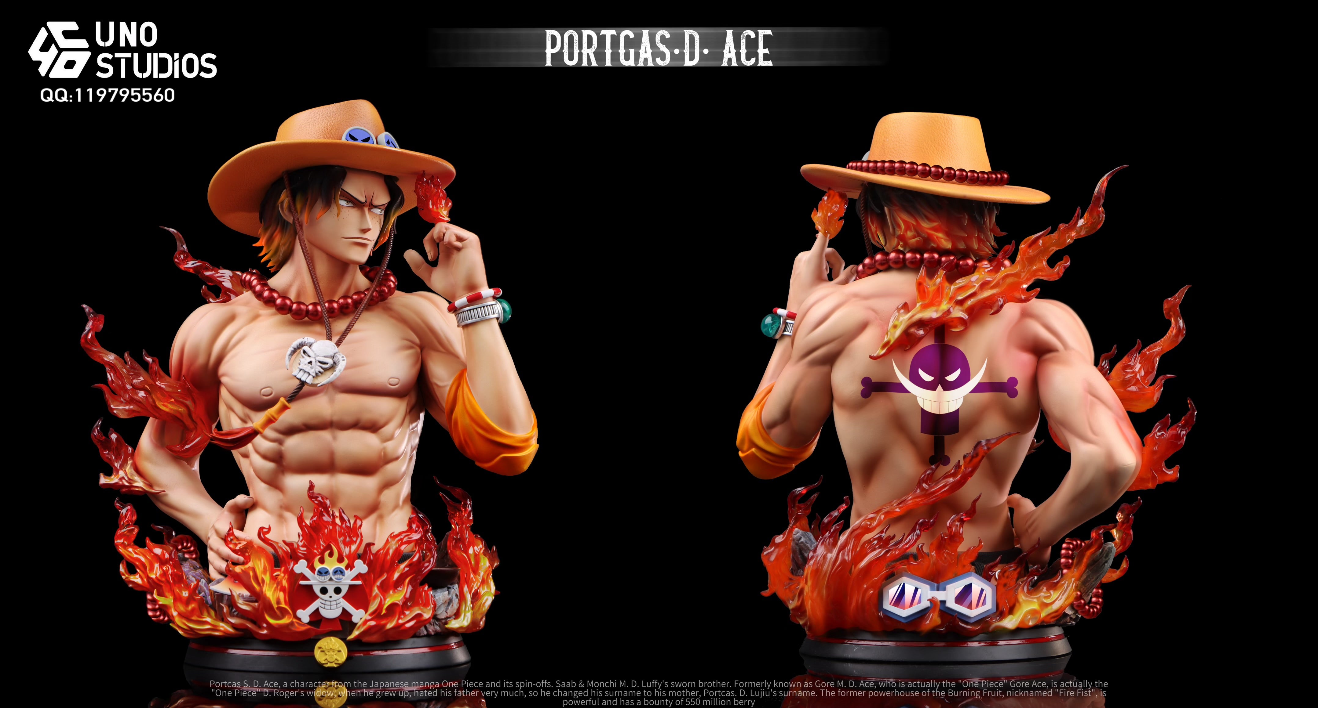 One Piece UNO Studio Portgas D Ace Bust Resin Statue – ClubHouse Statues