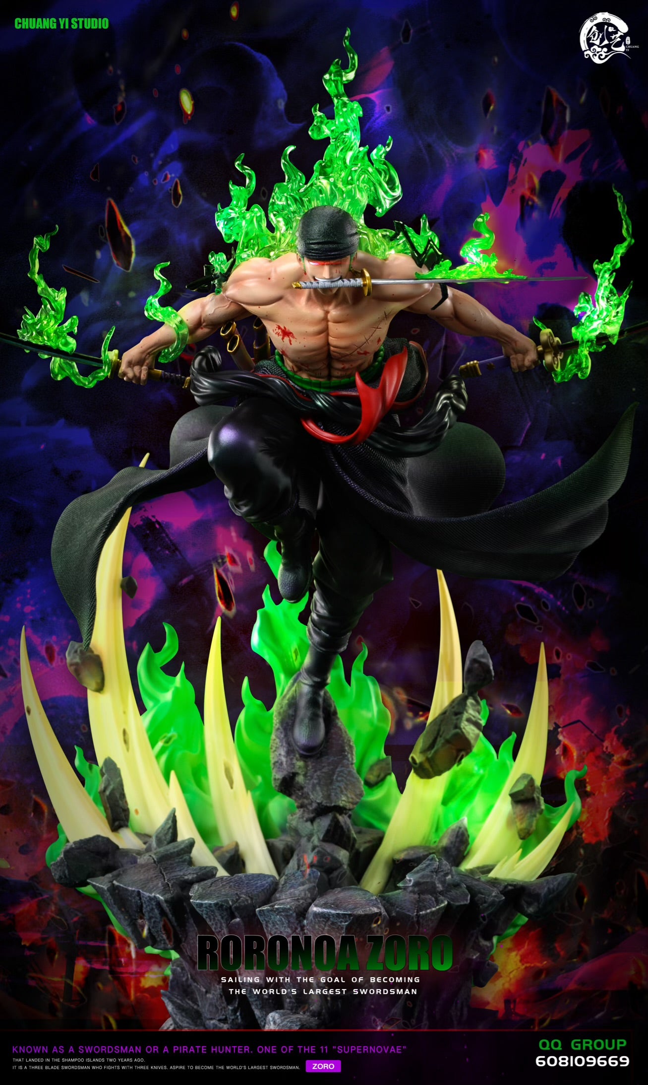 One Piece ChuangYi Studio Zoro Purgatory Demon Slash Resin Statue [PRE