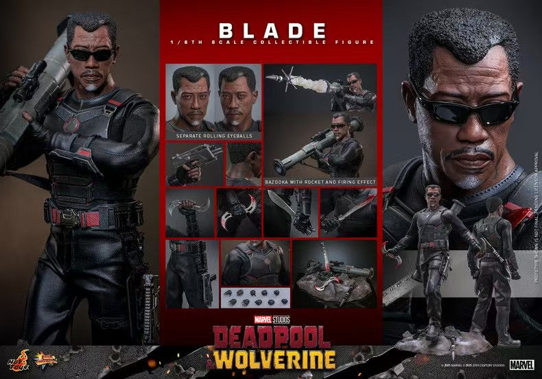 Marvel Hot Toys Blade Deadpool x Wolverine Movie Masterpiece Blade Lic ...