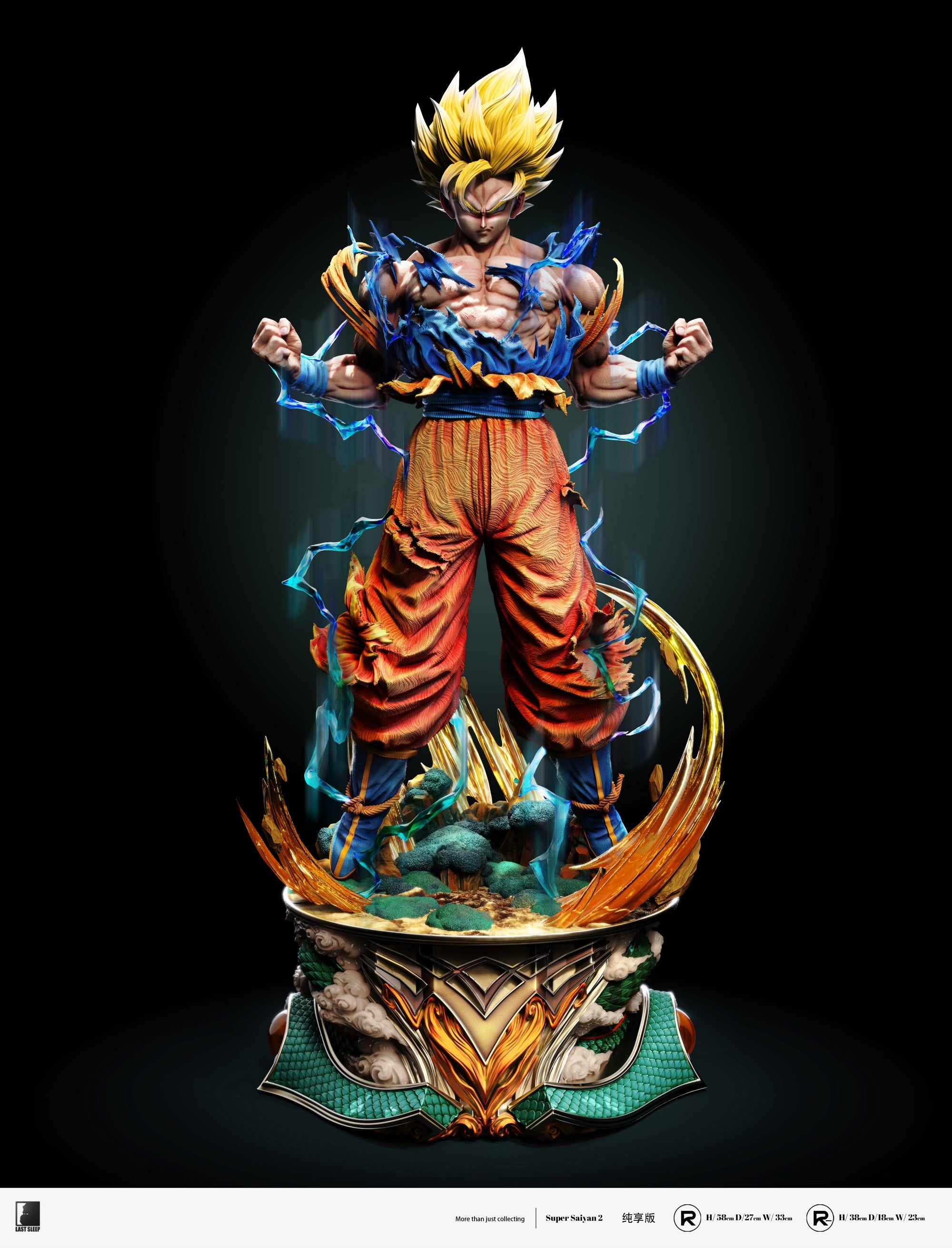 Dragon Ball Last Sleep Studio Goku SSJ2 Super Saiyan 2 Resin Statue ...