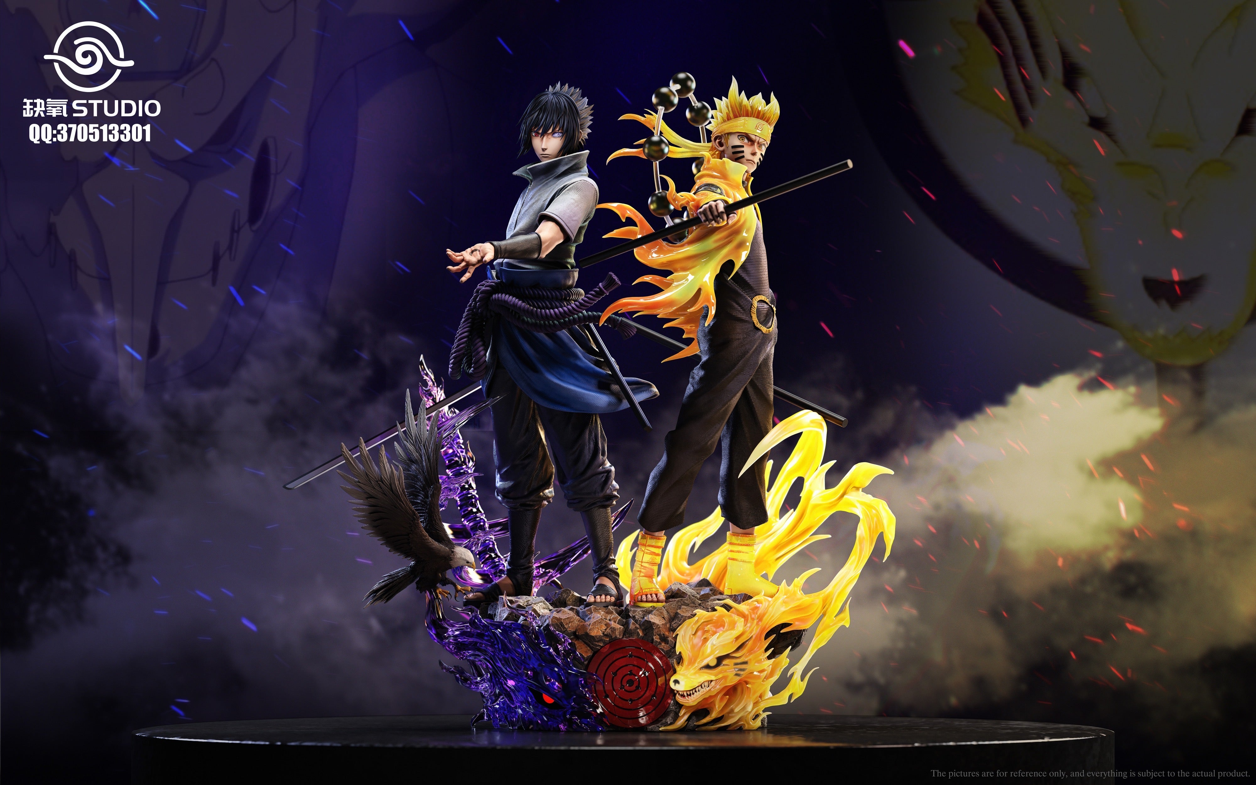 Naruto QueYang Studio Uzumaki Naruto x Uchiha Sasuke Resin Statue - Pr