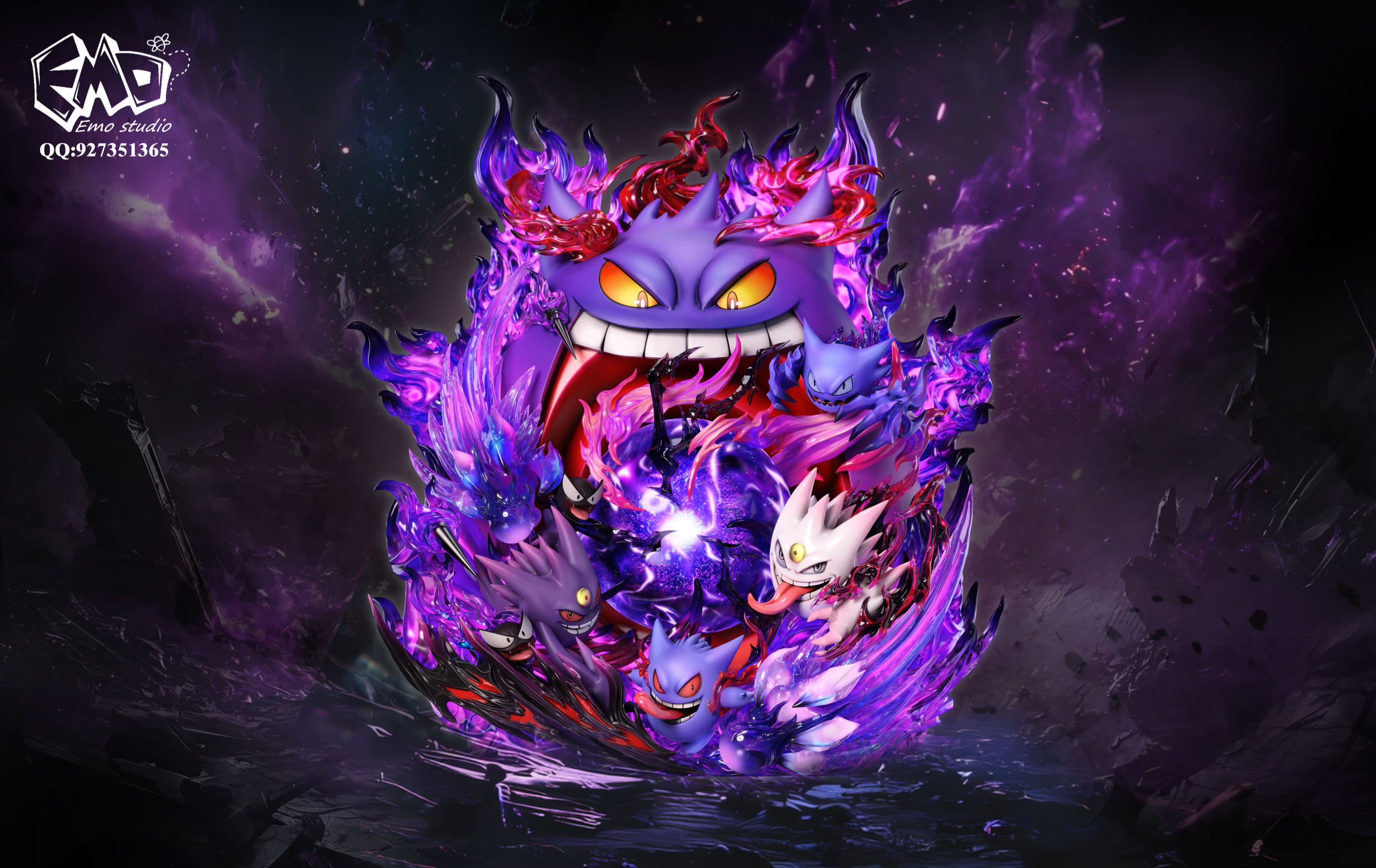 Pokemon EMO Studio Gengar Family Resin Statue [PRE-ORDER]