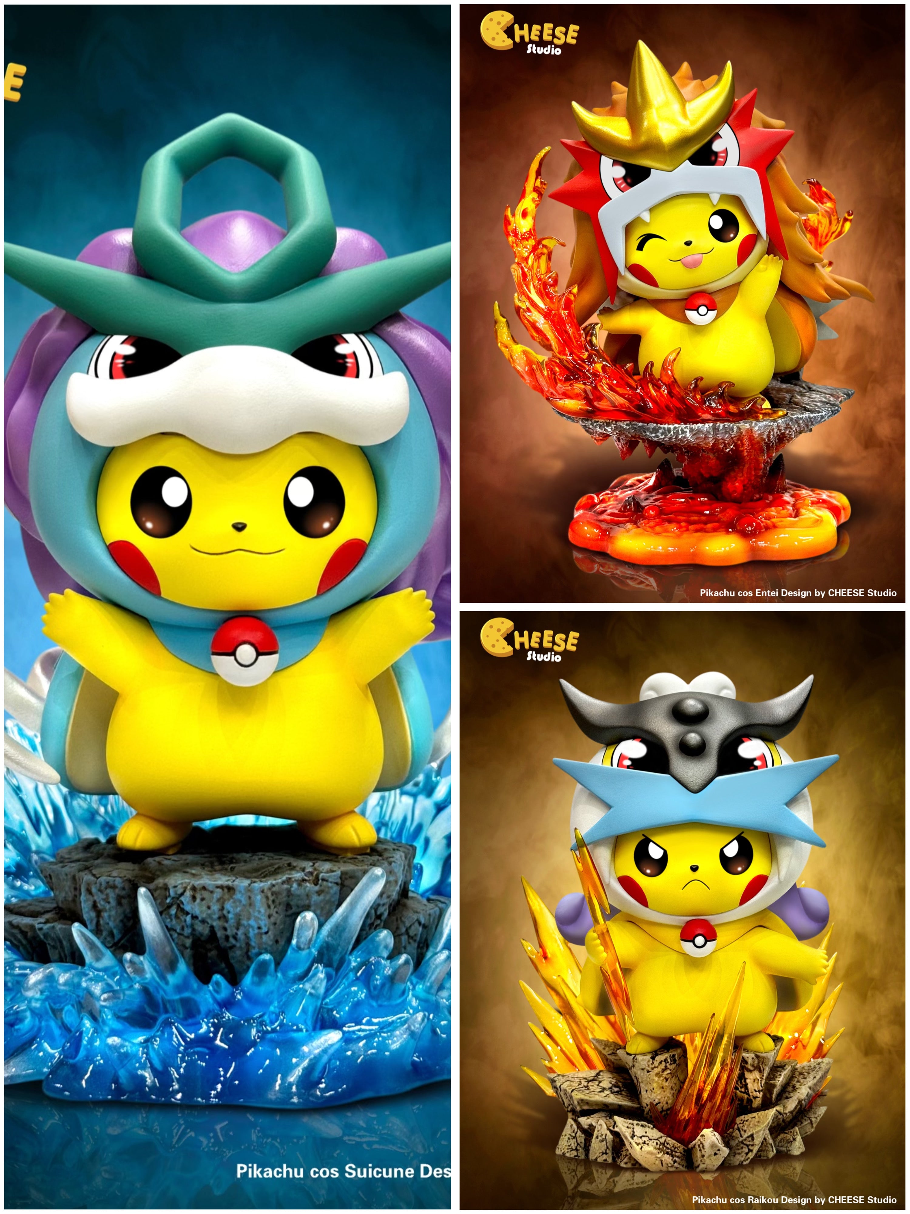 Pokemon CHEESE Studio Pikachu Cosplay Three sacred Resin Statue ...