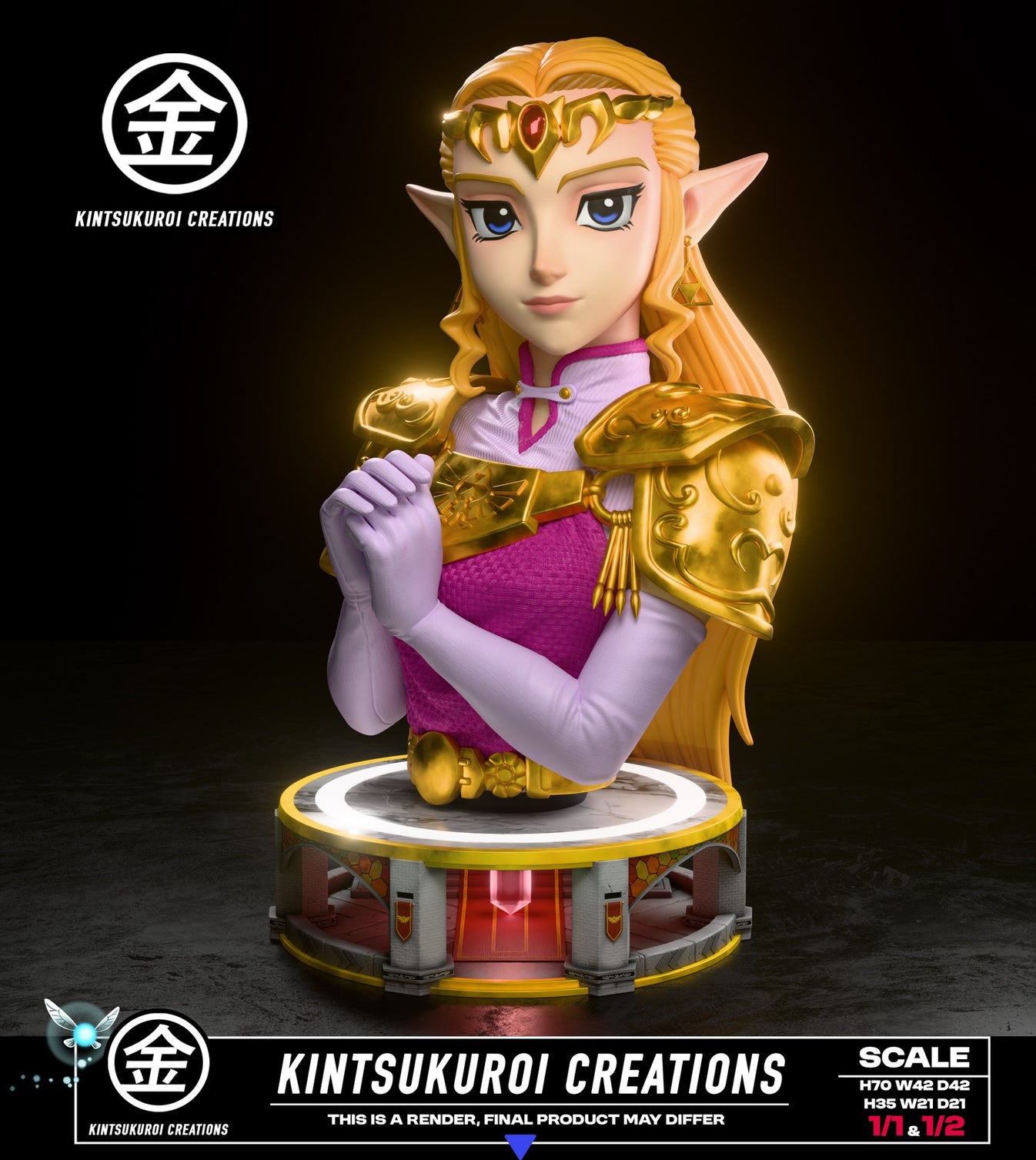 The Legend of Zelda Kintsukuroi Creations Zelda Princess Bust Resin St ...