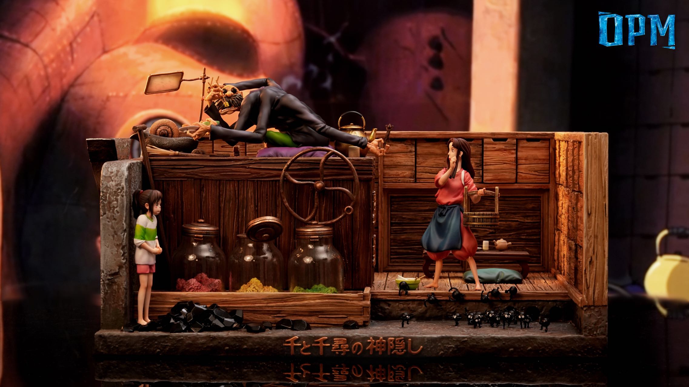 Spirited Away OPM Studio Chihiro x Kamaji x Lin Resin Statue ...